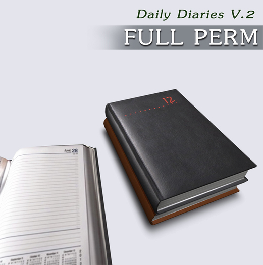 Second Life Marketplace - Full Perm Black Leathered Daily Diary set v.2 - Mesh item